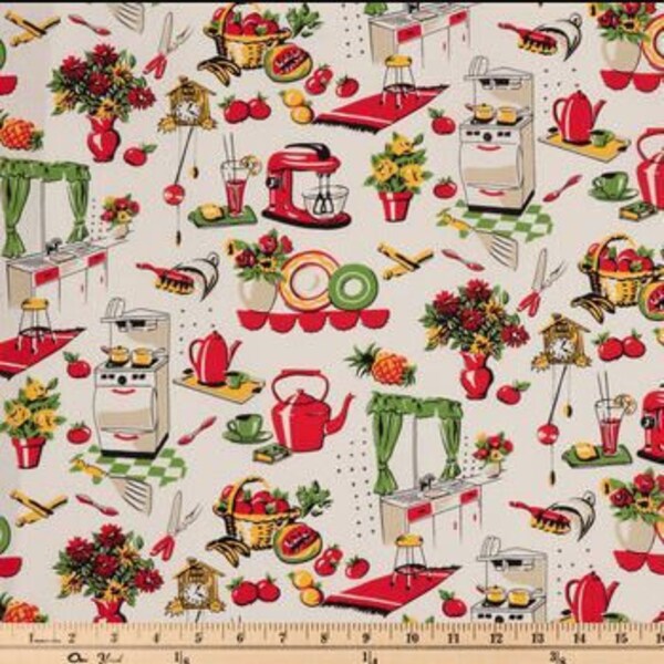 Retro Kitchen Fabric - Etsy