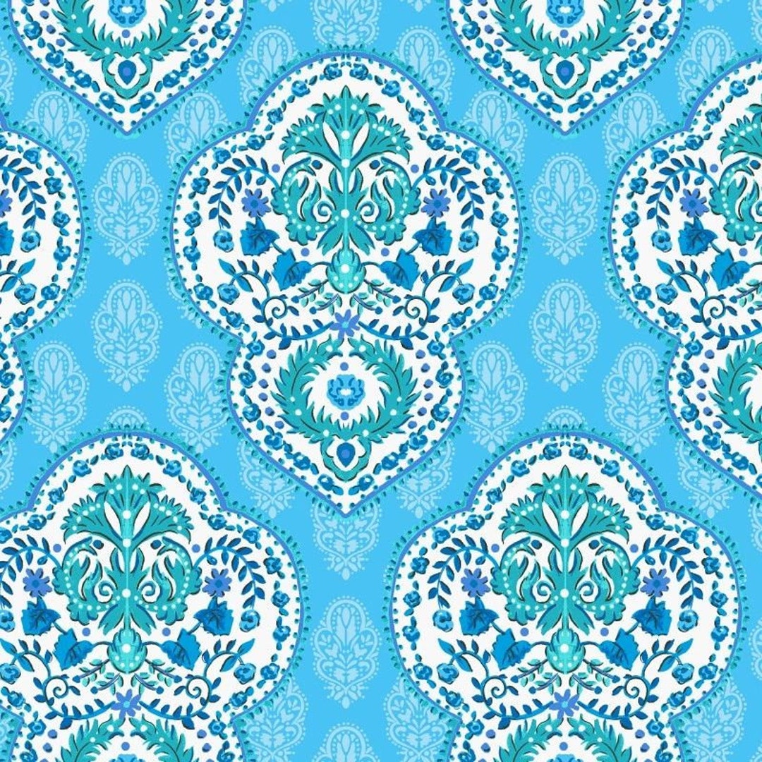 Clothworks Tuli Medallion -sky 100% Cotton Fabric - Etsy