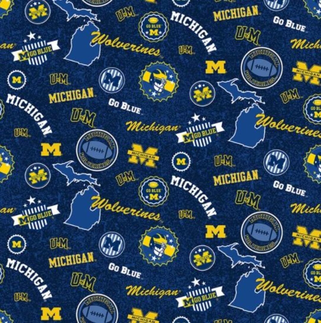 Ncaa-university of Michigan Wolverines 100% Cotton - Etsy