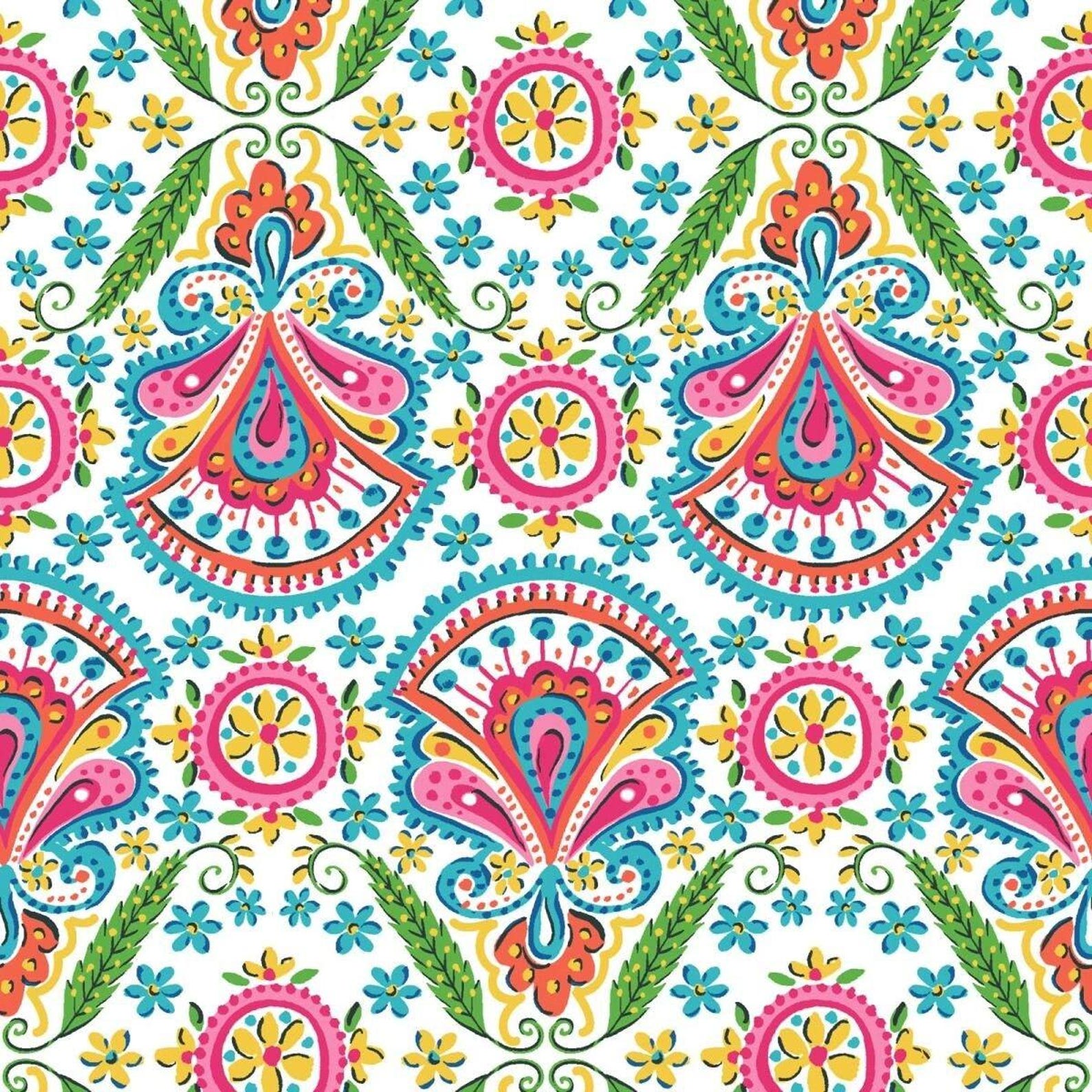 Clothworks Tuli Stylized Floral Multi 100% Cotton Fabric - Etsy