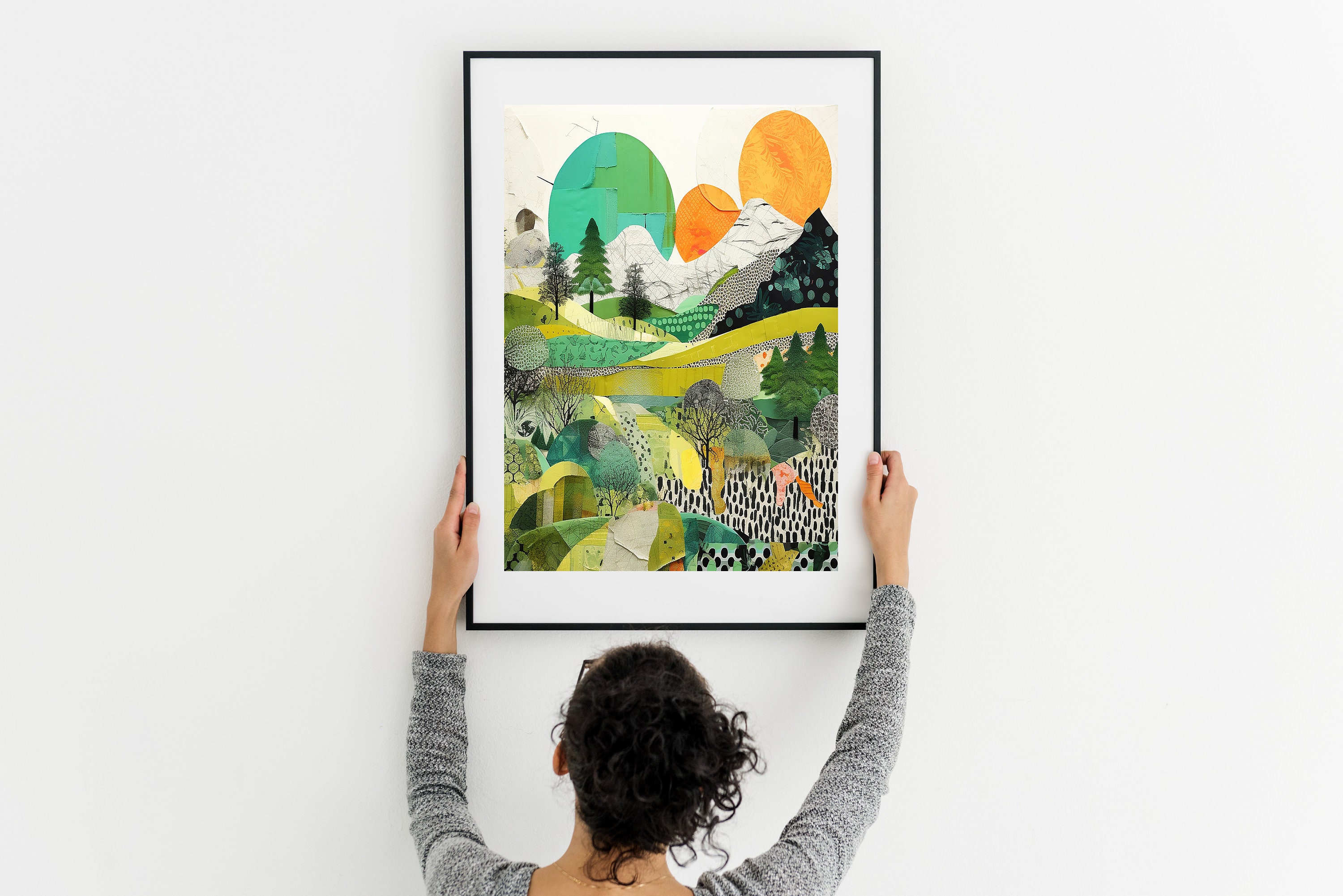 Abstract Landscape Mixed Media Paper Mache Collage Giclee Art Print ...