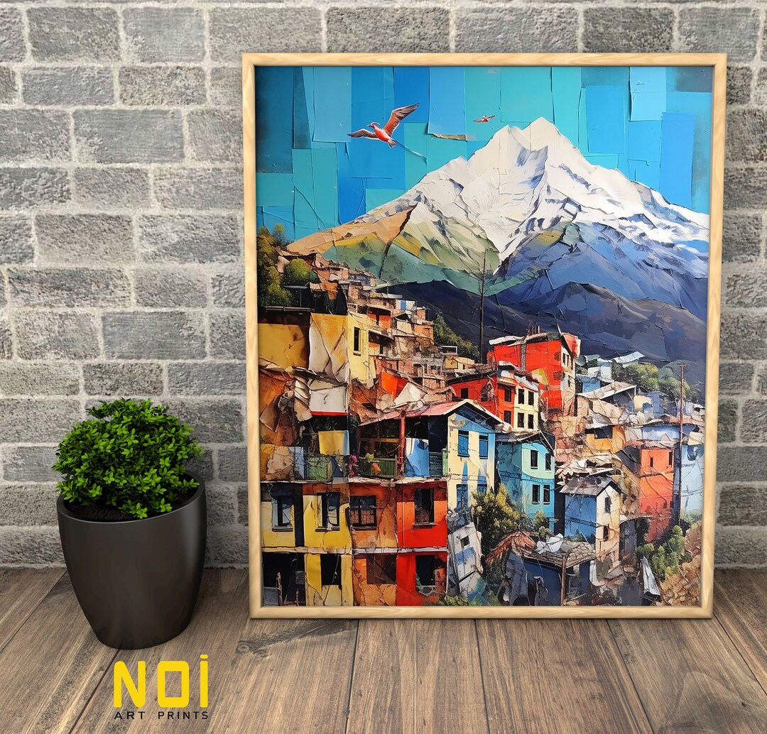 South American Mountain Landscape Mixed Media Paper Mache Digital ...