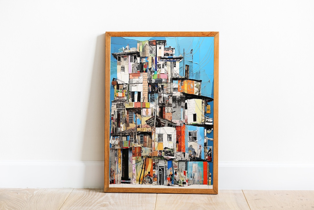 Rio De Janeiro, Brazil Print Abstract Mix Media Collage Poster Giclee ...