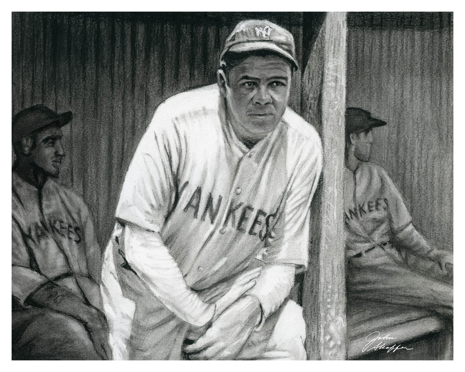Babe Ruth in the Dugout, Printable Artwork,5x7, 8x10, 11x14 - Etsy