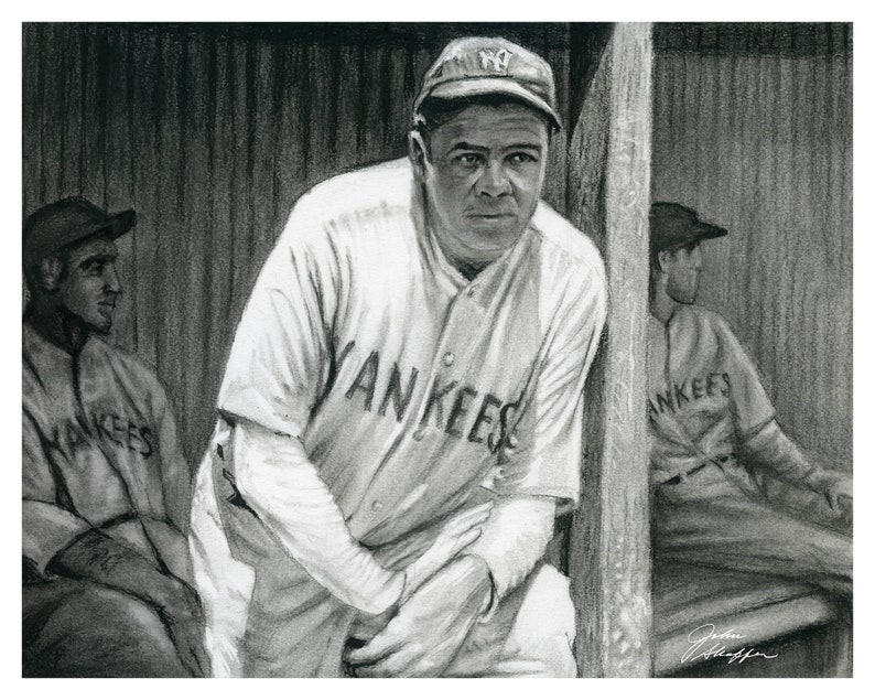Babe Ruth in the Dugout, Printable Artwork,5x7, 8x10, 11x14 - Etsy