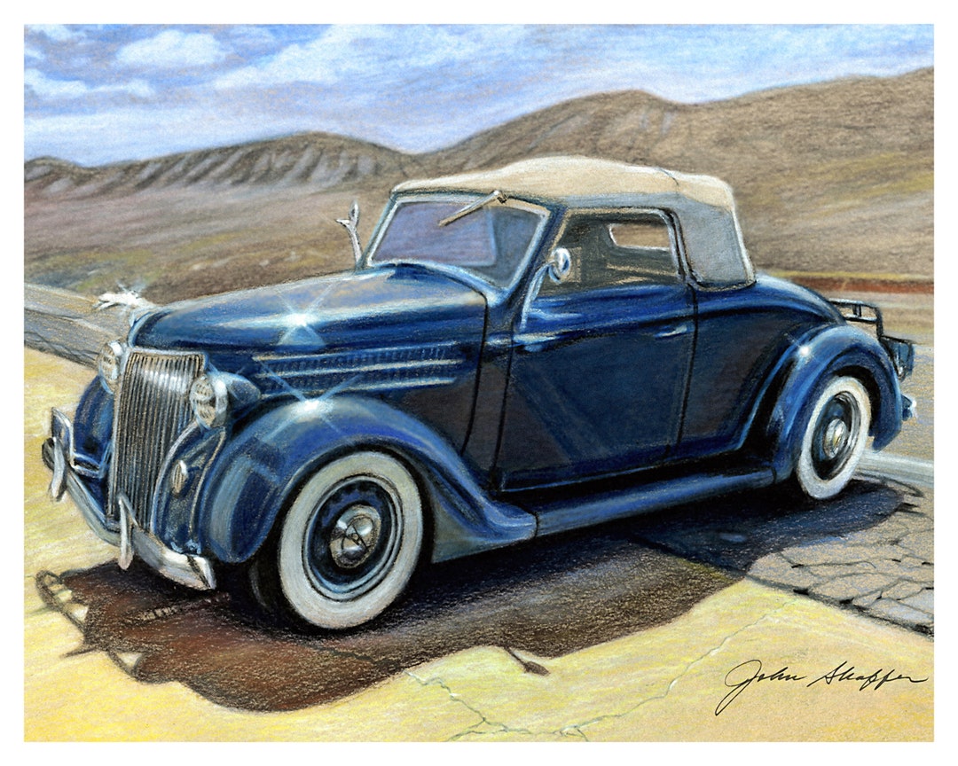Vintage Navy Blue Convertible Car. Printable Art, 5x7, 8x10, 11x14 - Etsy