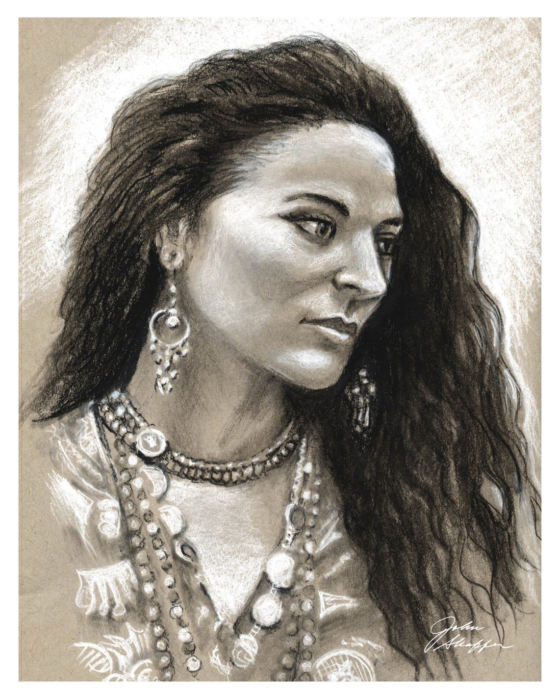 Dark Gypsy Charcoal Sketch, Printable Art. 5x7, 8x10, 11x14 - Etsy