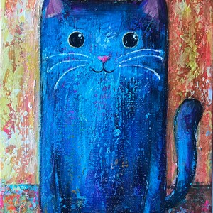 Cat Art Cat Painting Original Acrylic Painting on Stretch | Etsy
