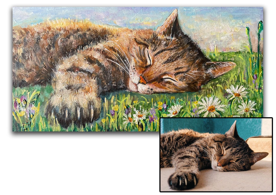 Custom Pet Portrait, Pet Custom Original Painting, Acrylic Artwork ...