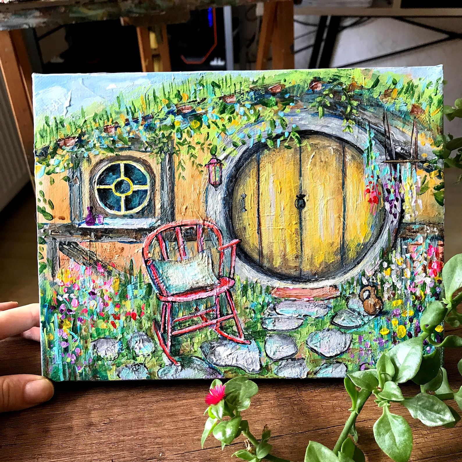 Bag End Painting Lord of the Rings Hobbiton Wall Art Fantasy | Etsy