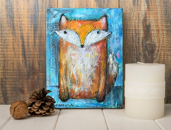 Painting Acrylic Original acrylic Fox painting on stretched canvas Art ...