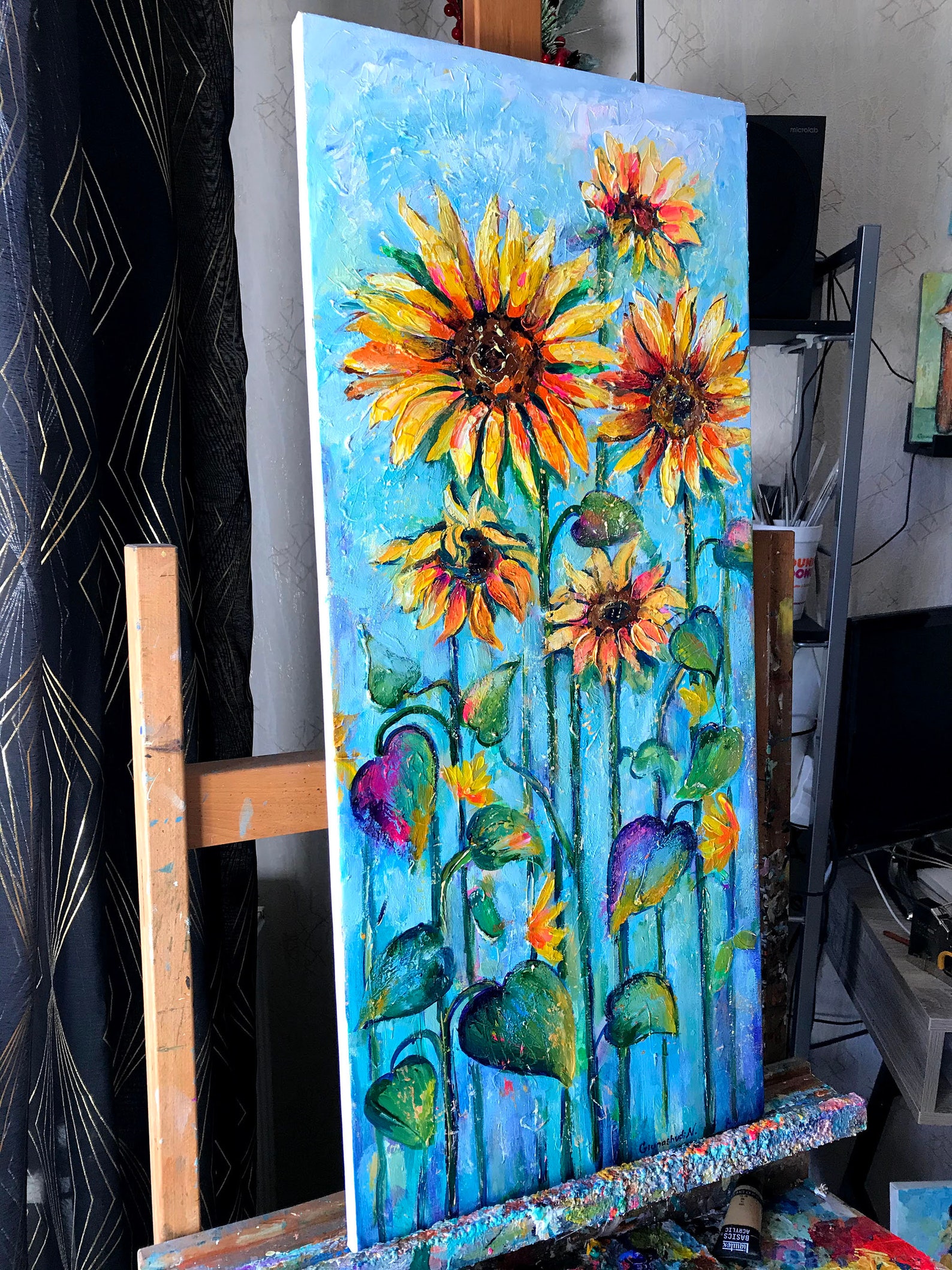 Sunflower Art Abstract Painting Original Acrylic Painting | Etsy