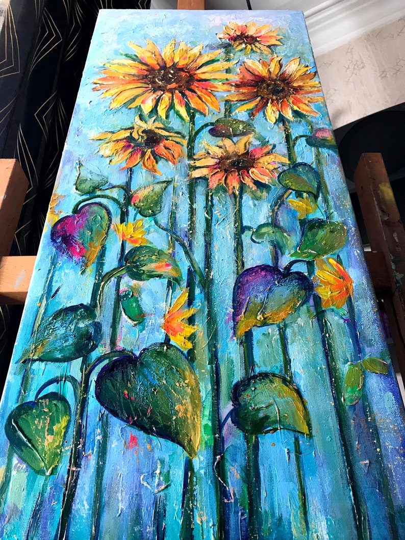Sunflower Art Abstract Painting Original Acrylic Painting | Etsy