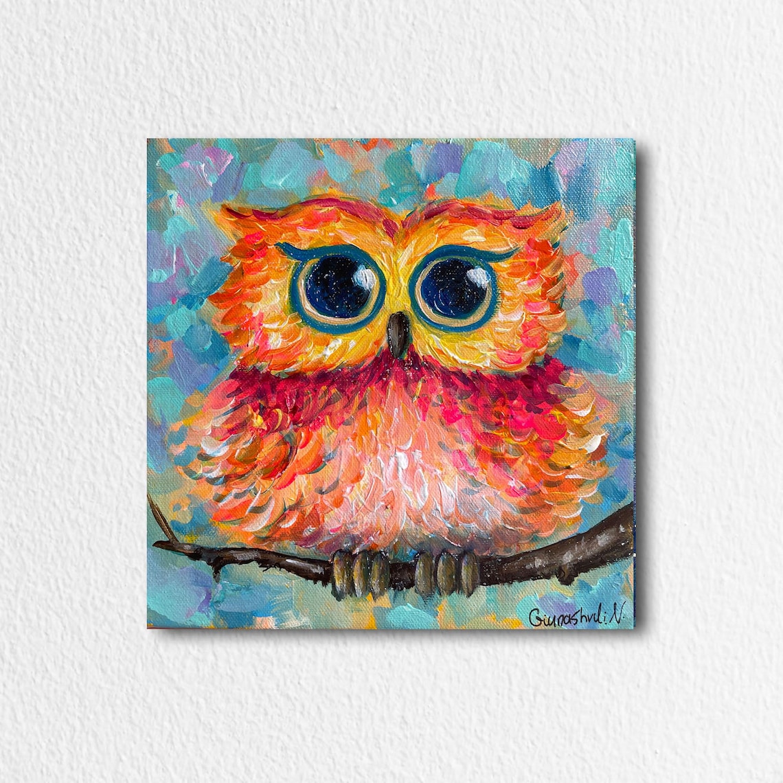 Owl Portrait Original Acrylic Painting on Canvas Pet Portrait Painting ...