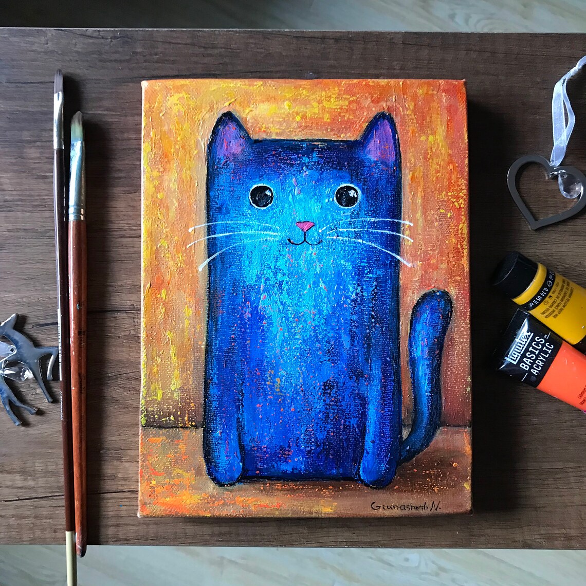 Cat Art Cat Painting Original Acrylic Painting on Stretch - Etsy