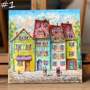 Charming European Townscape Original Acrylic Painting Vibrant Street ...