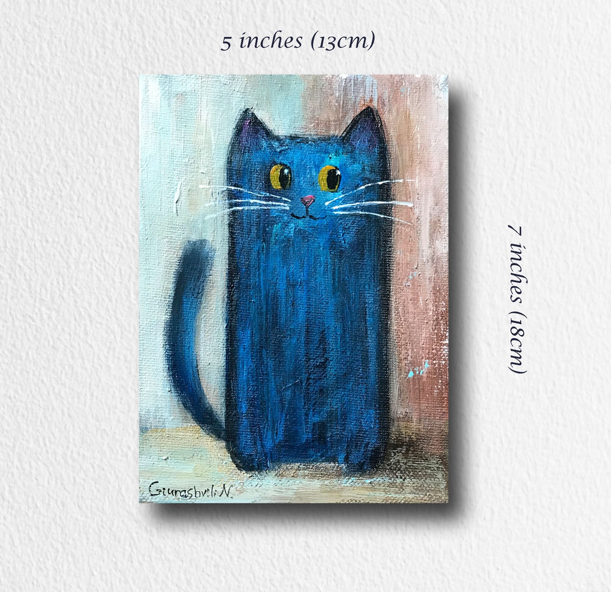 Cat Art Black Cat Painting on Canvas Original Acrylic - Etsy