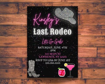 Last Rodeo Bachelorette Invitation Template Cowgirl - Etsy