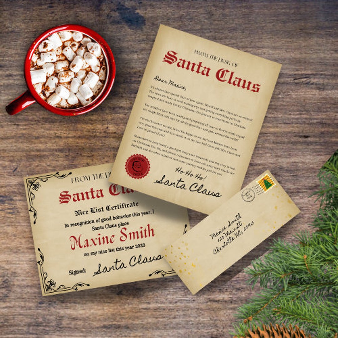 Letter From Santa Nice List Certificate Christmas Santa Letter Editable ...