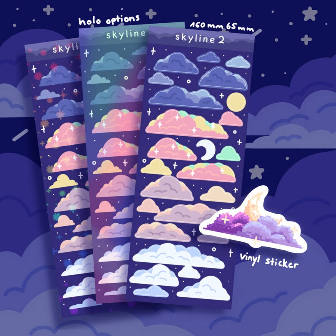 Skyline 2 Dreamy Clouds KOREAN STICKER SHEET Polco Toploader Deco ...