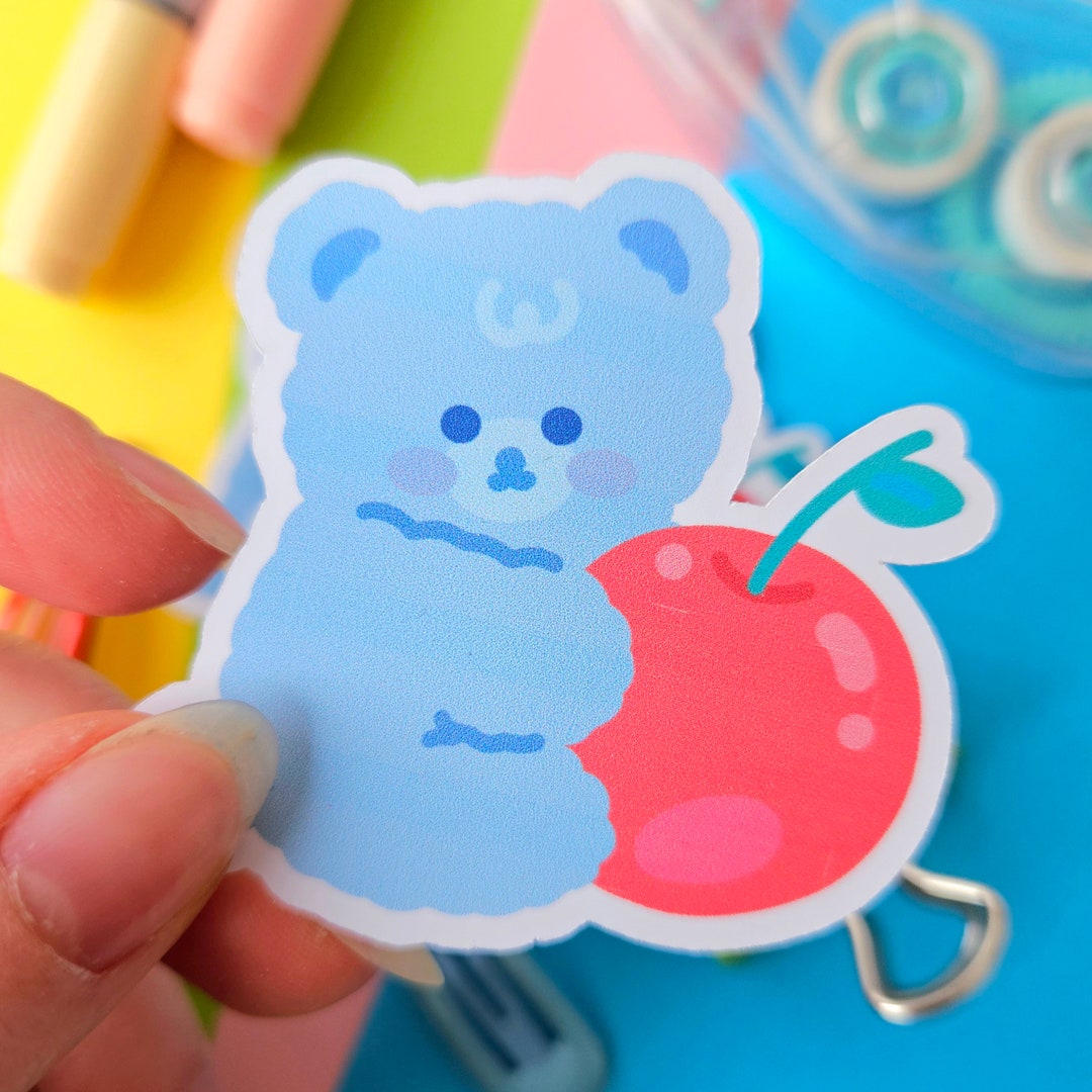 Cherry Bear Vinyl Sticker Minimalistic Illustration Korean Sticker for ...