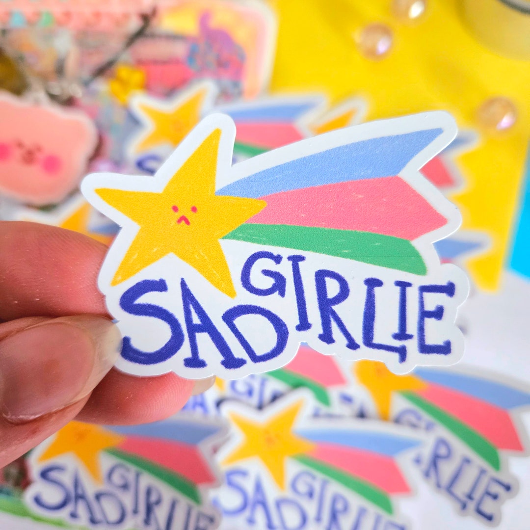 Sad Girlie Shootingstar Vinyl Sticker Minimalistic Art Retro Sticker ...