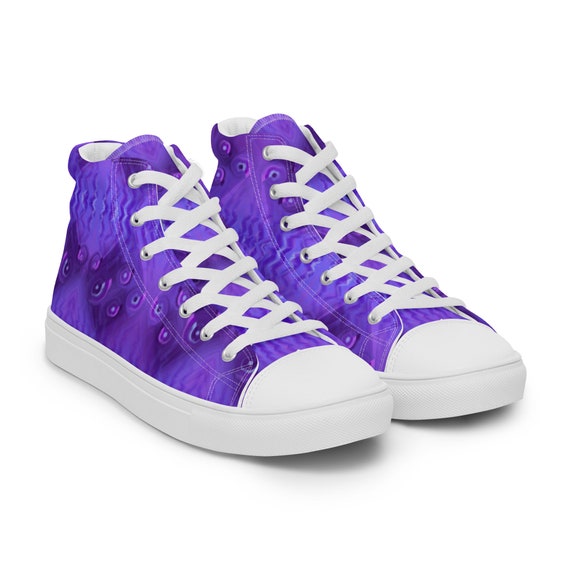 Purple Butterfly Mens High Top Canvas Shoes Etsy