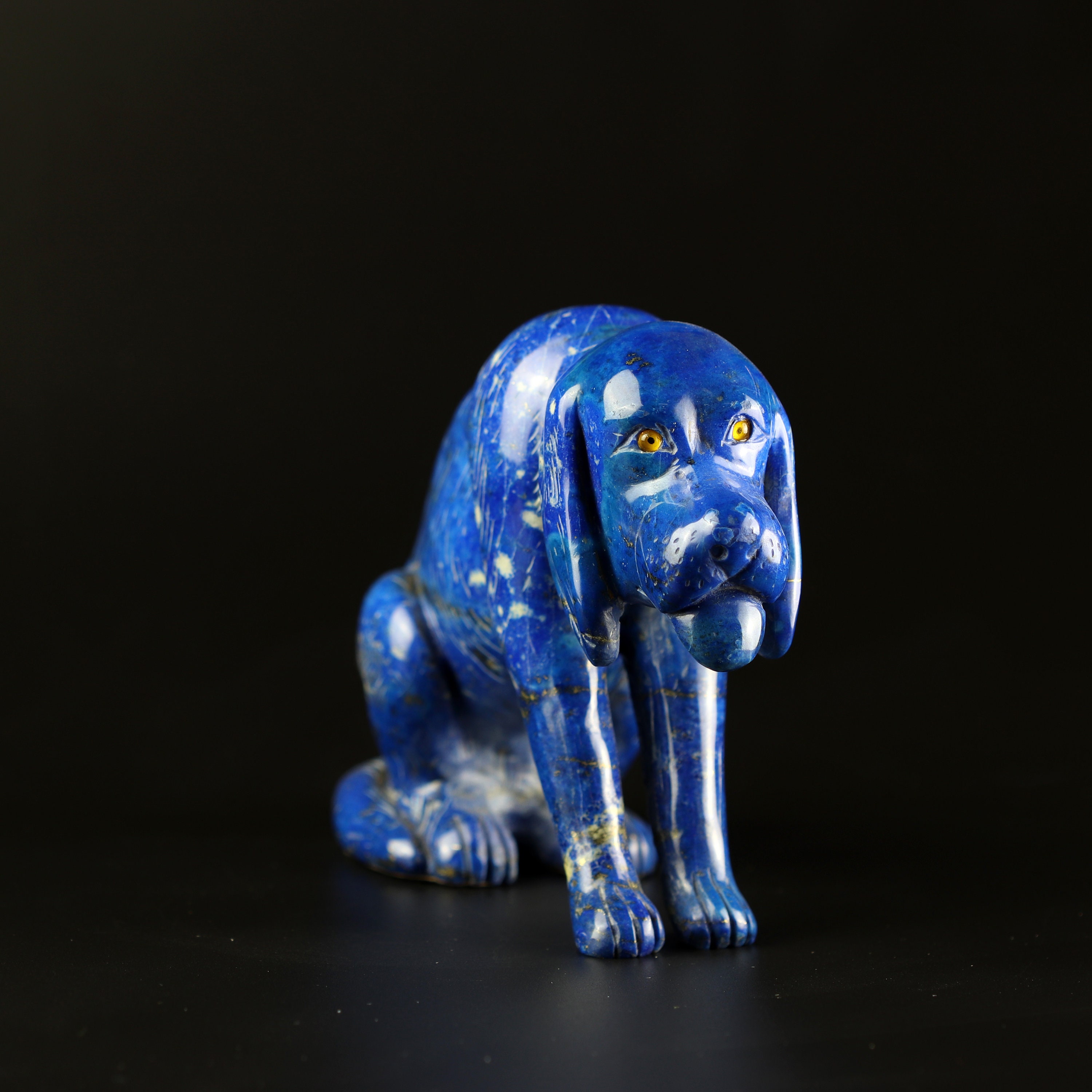 Lapis Lazuli Statue, Carved Stone Sculpture, Dog Figurine, Natural Blue ...