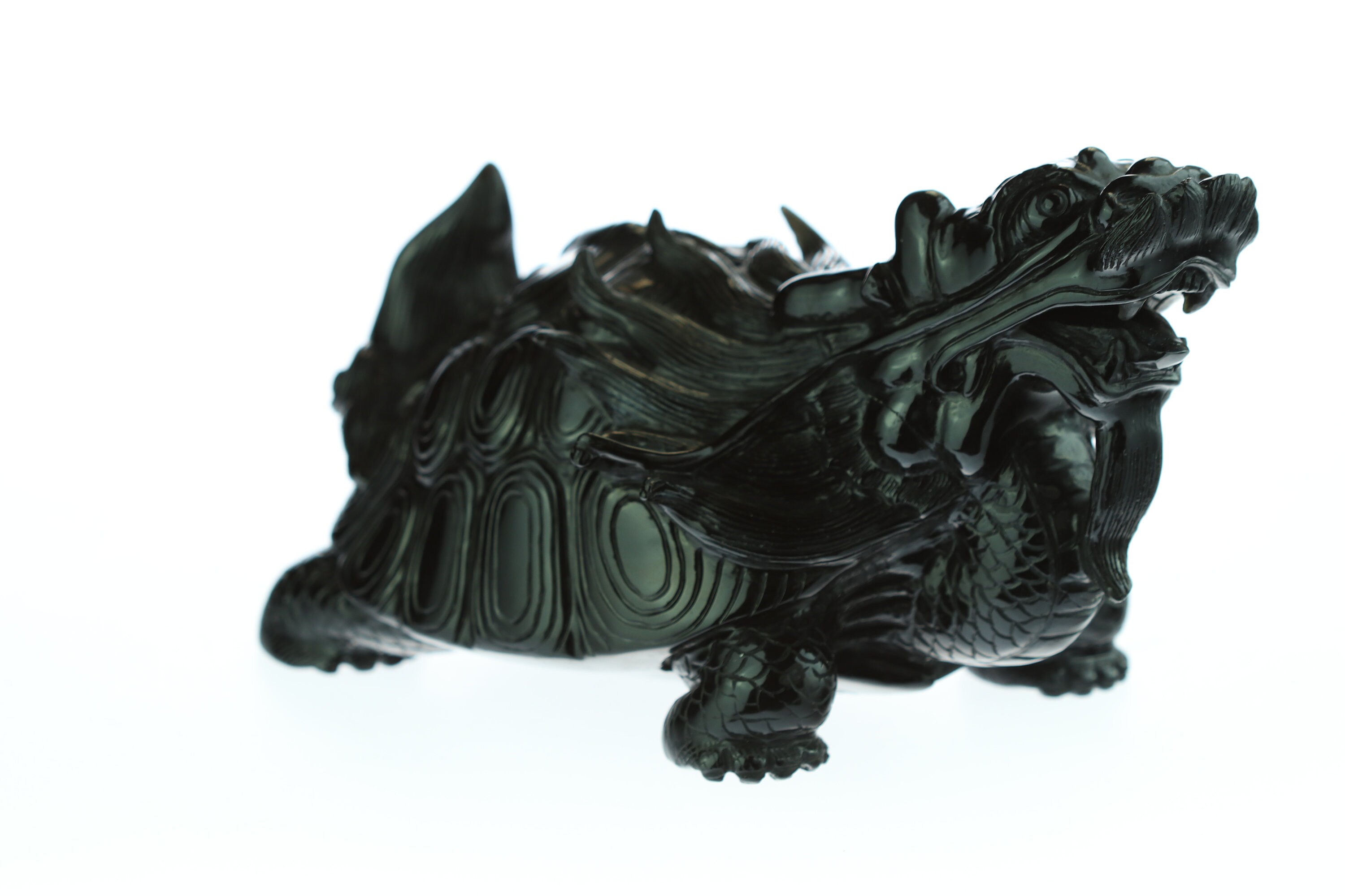 Dragon Obsidian Statue, Chinese Mithology Sculpture, Handmade Carving ...