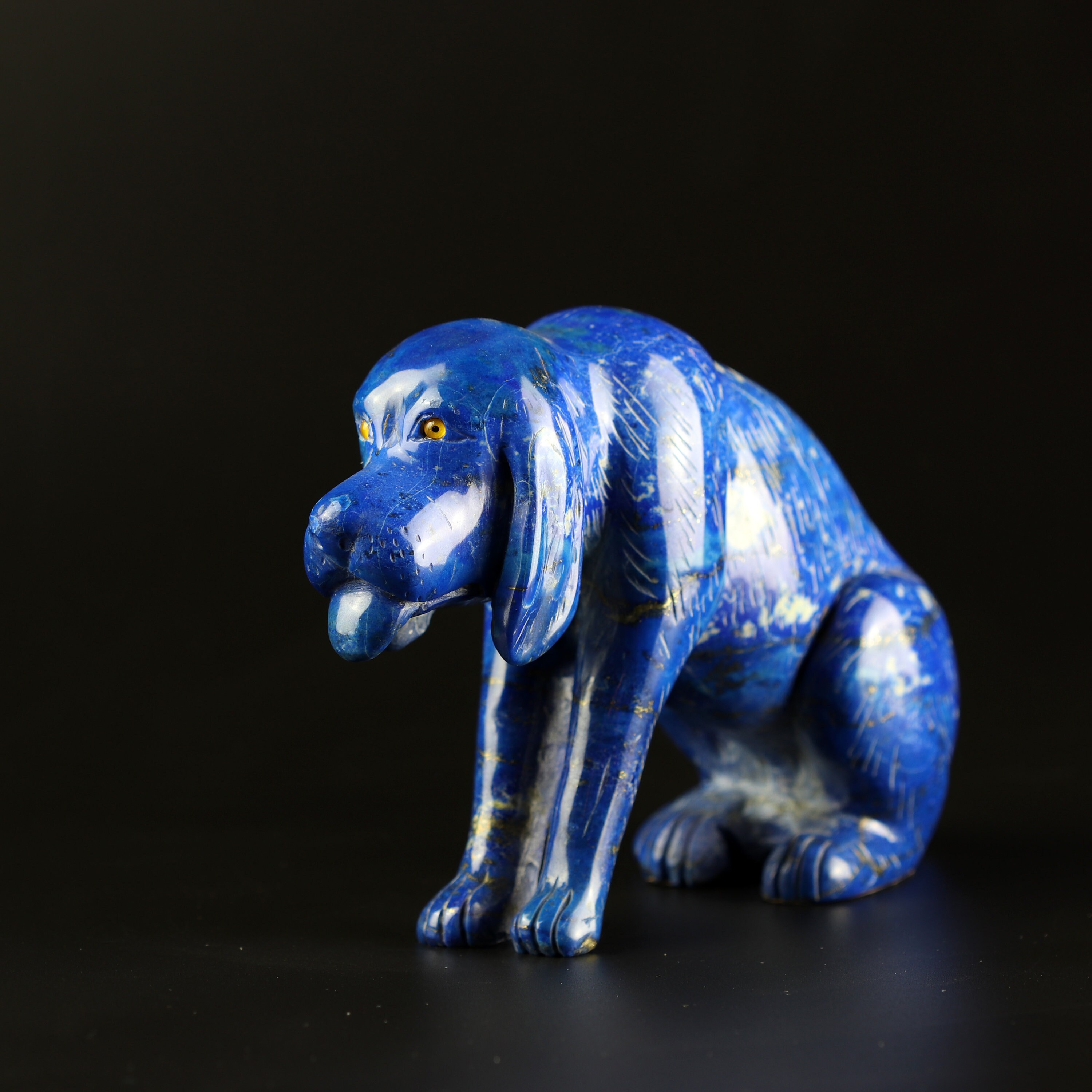 Lapis Lazuli Statue, Carved Stone Sculpture, Dog Figurine, Natural Blue ...
