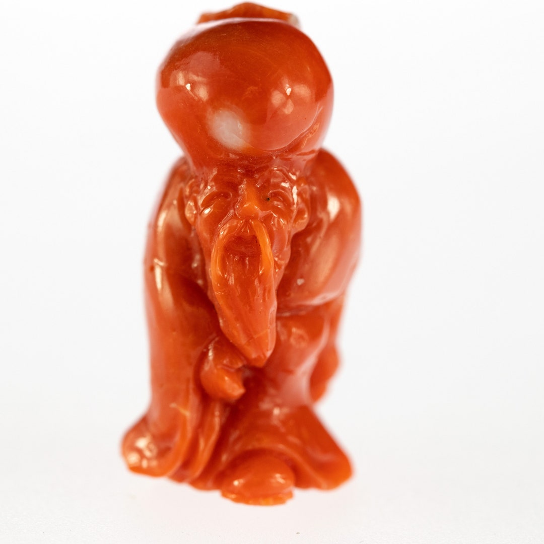 Red Coral Statue, Hand-carved Coral Figurine, Home Decor, Natural Red ...