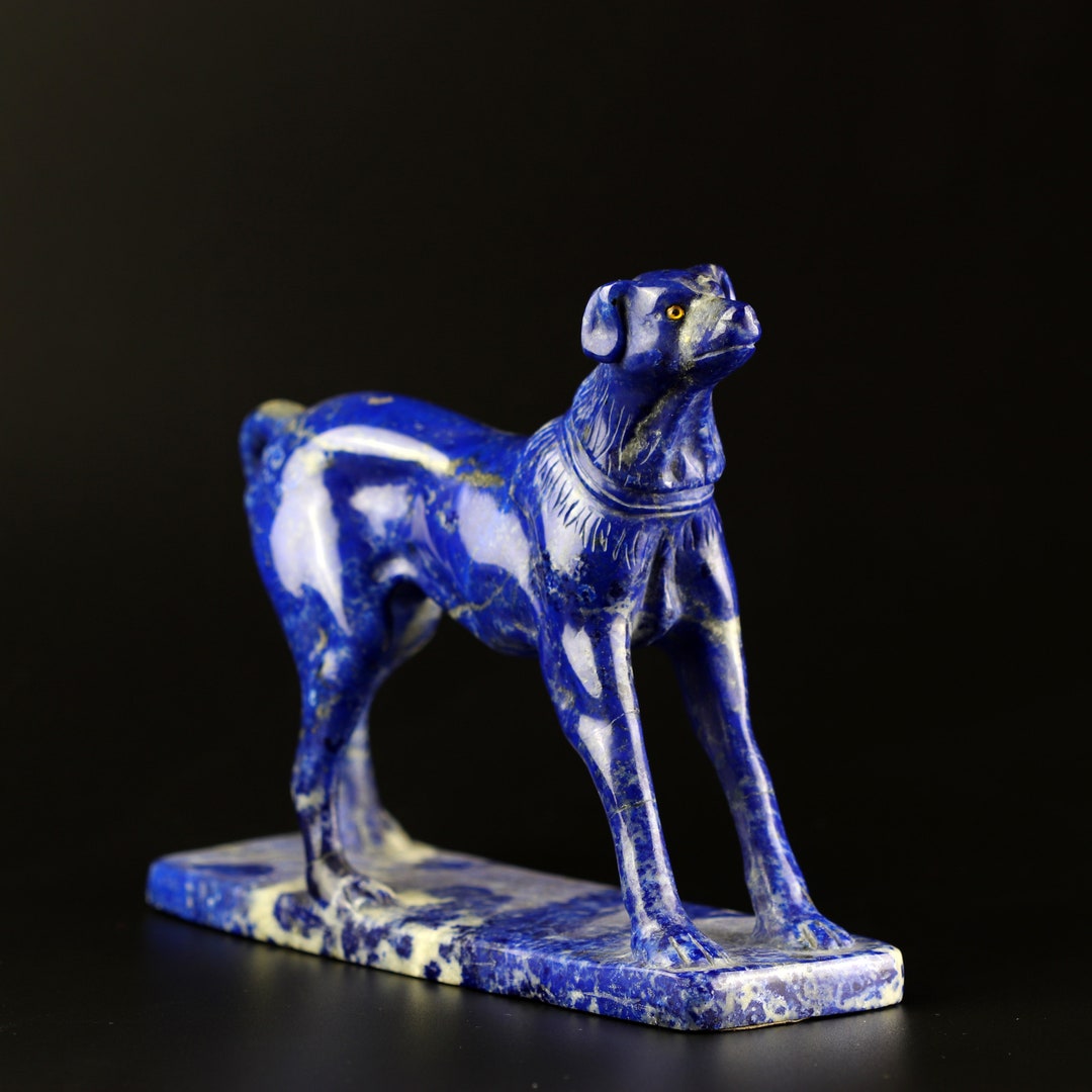 Lapis Lazuli Statue, Carved Stone Sculpture, Dog Figurine, Natural Blue ...