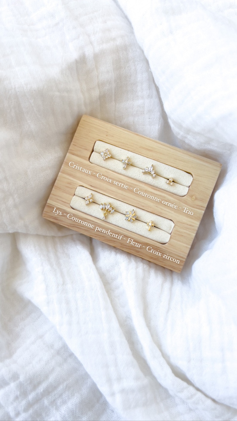 Piercing Bar Stud Decorated With Stone and Gold Hypoallergenic Gold ...