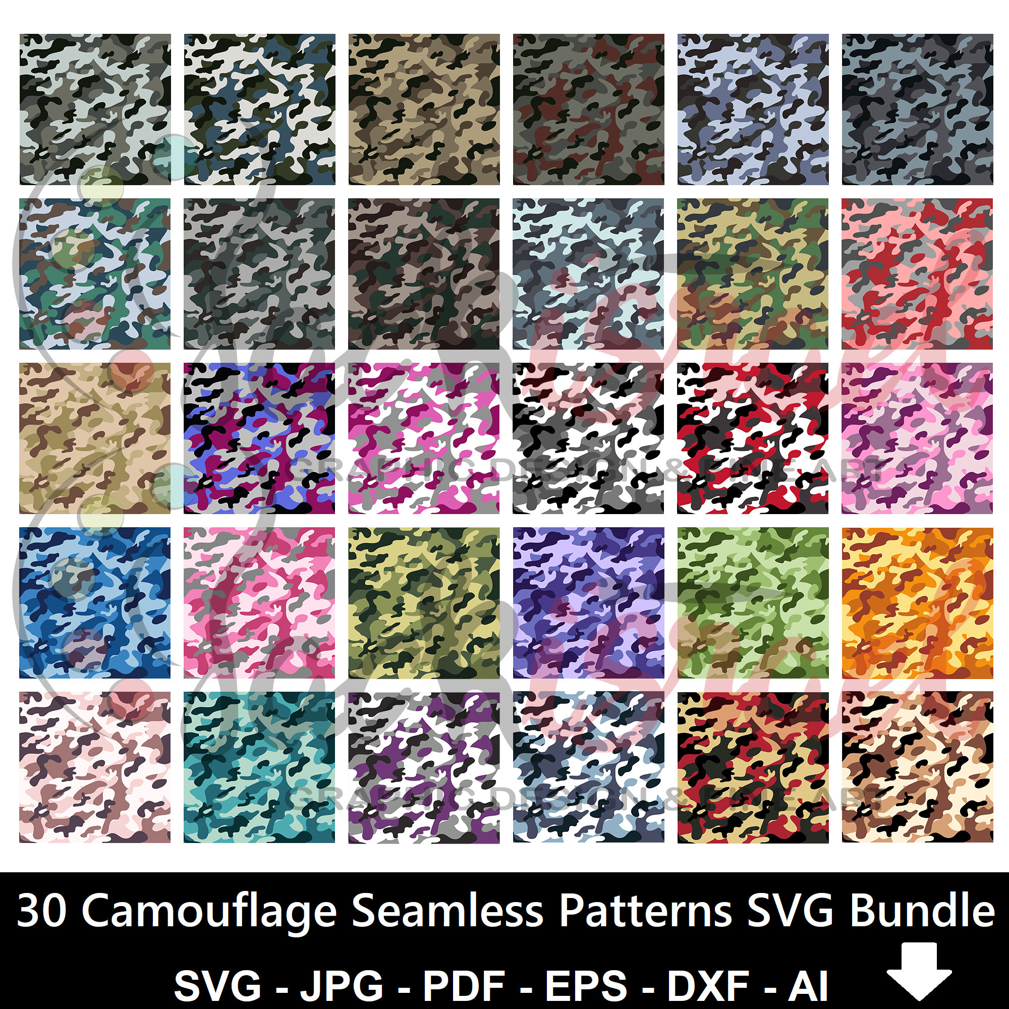 30 Camouflage Seamless Patterns SVG Bundle Camouflage SVG - Etsy
