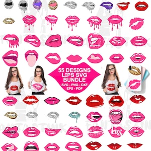 55 Designs Lips SVG Bundle, Lips Svg Bundle, Lips Kiss Svg, Lips PNG ...