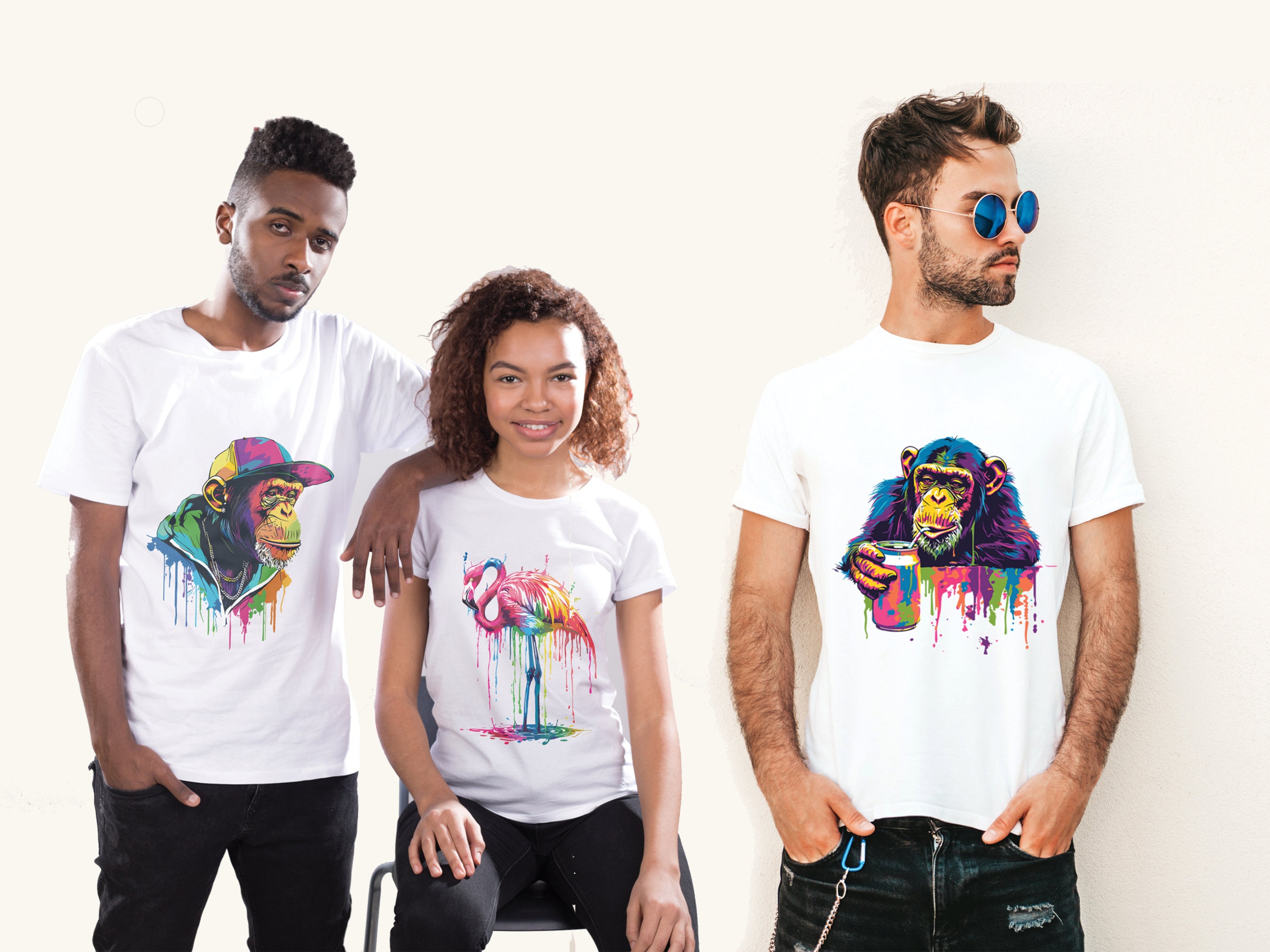 50 Cool Colorful Color Drip Animal T-shirt Designs PNG SVG Bundle ...