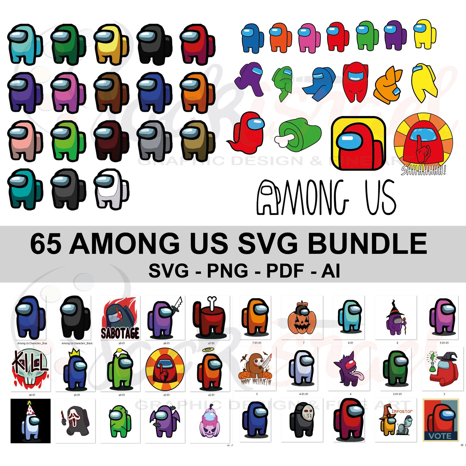 65 Among Us SVG Bundle, Among Us SVG, Among Us Game Svg Bundle, Among ...