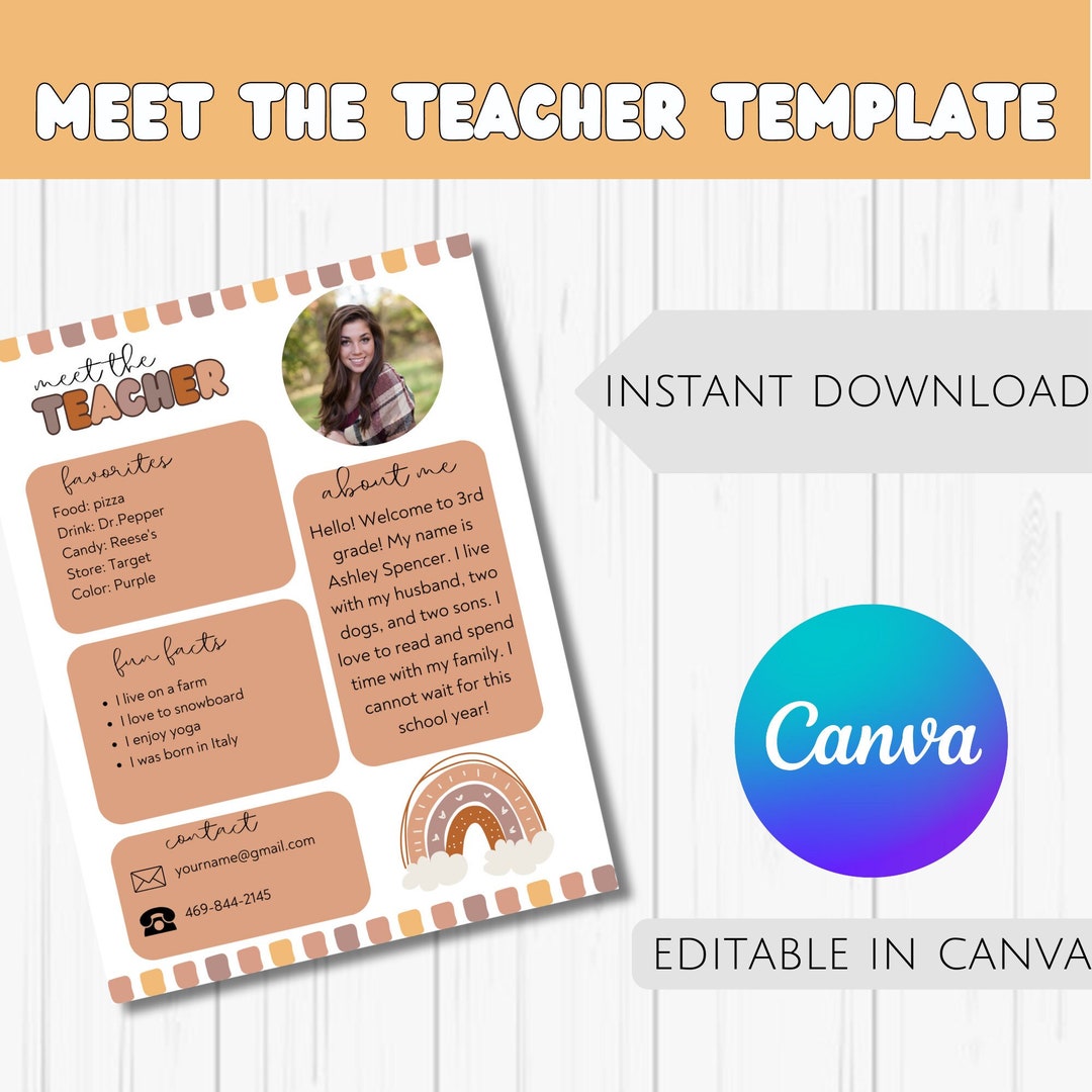 Meet the Teacher Editable Template, Instant Download, Back to School ...