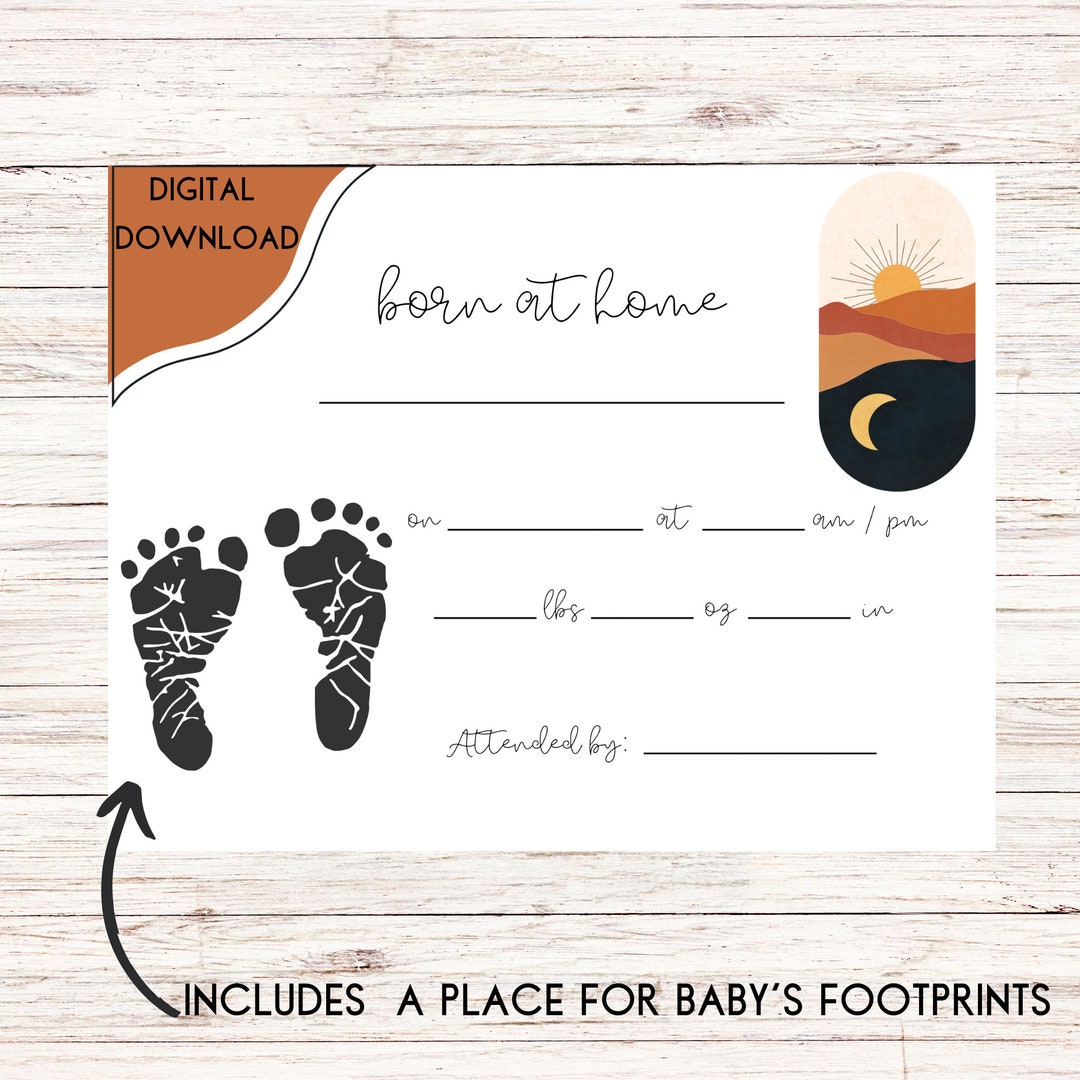 Home Birth Certificate, Born at Home, Birth Certificate, Commemorative ...