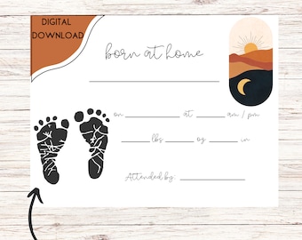 Home Birth Certificate, Born at Home, Birth Certificate, Commemorative ...