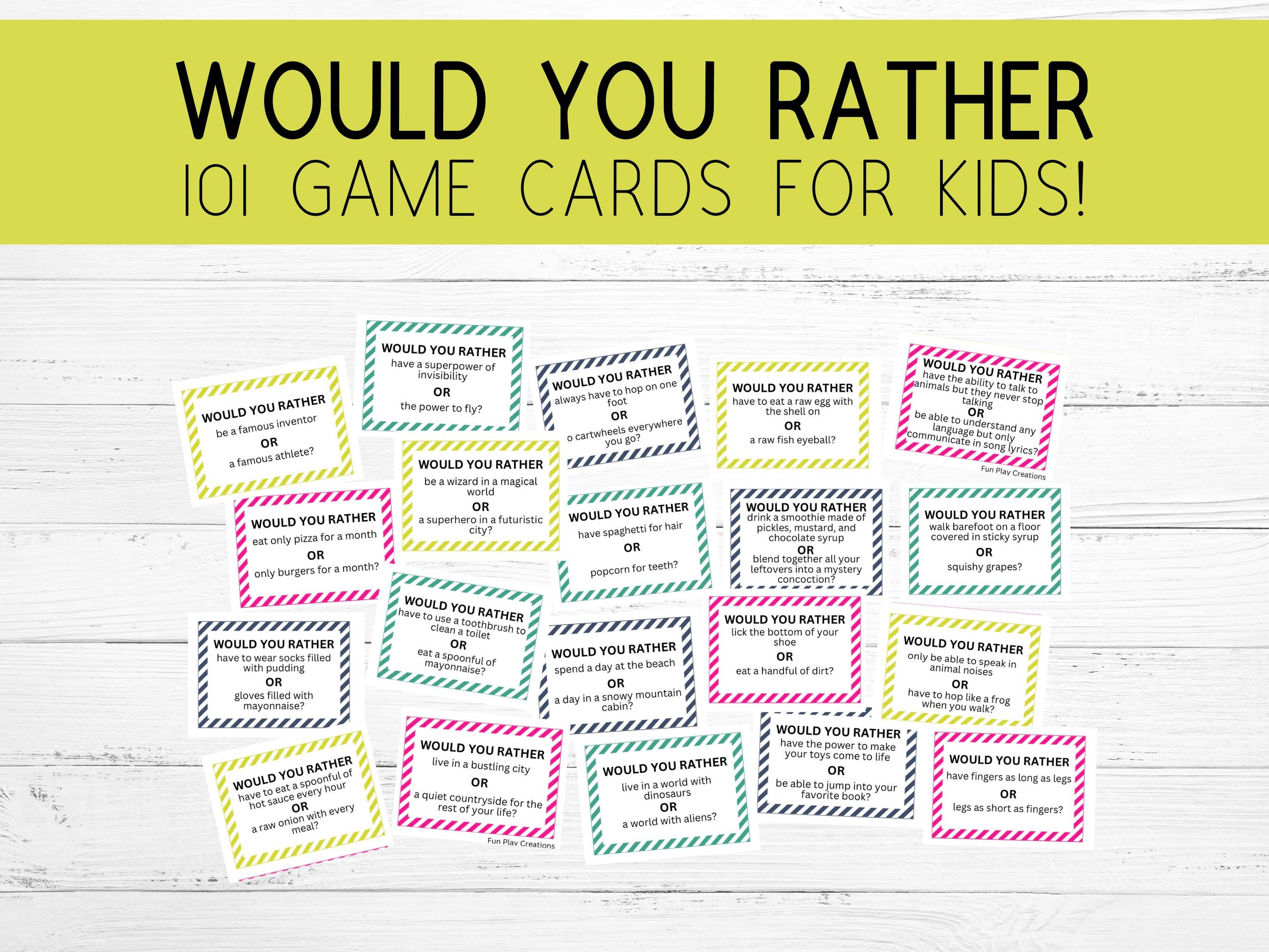 Would You Rather Game Cards for Kids | Family Conversation Starters ...