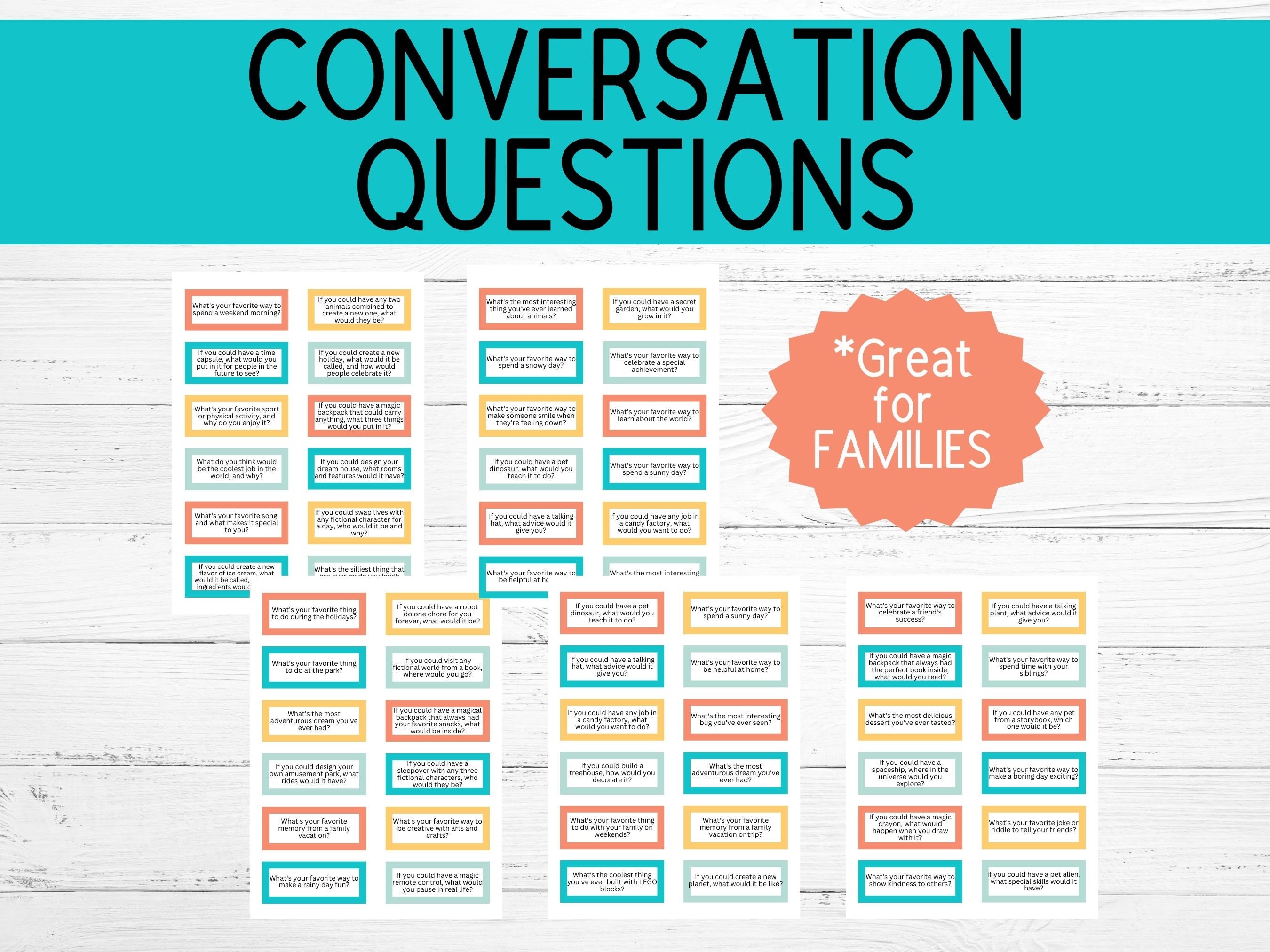 Conversation Cards for Kids | Conversation Starters | Questions for ...