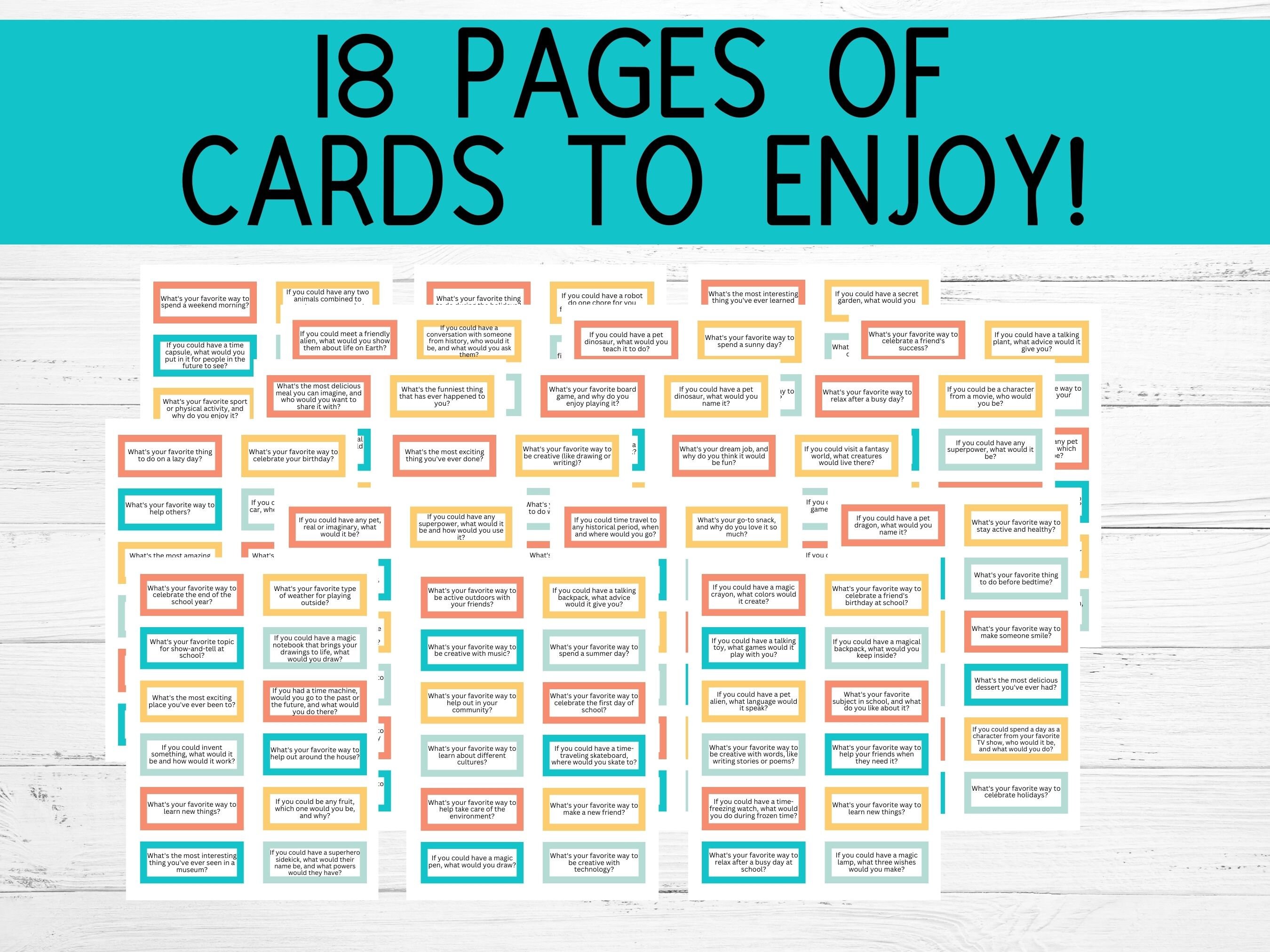 Conversation Cards for Kids | Conversation Starters | Questions for ...