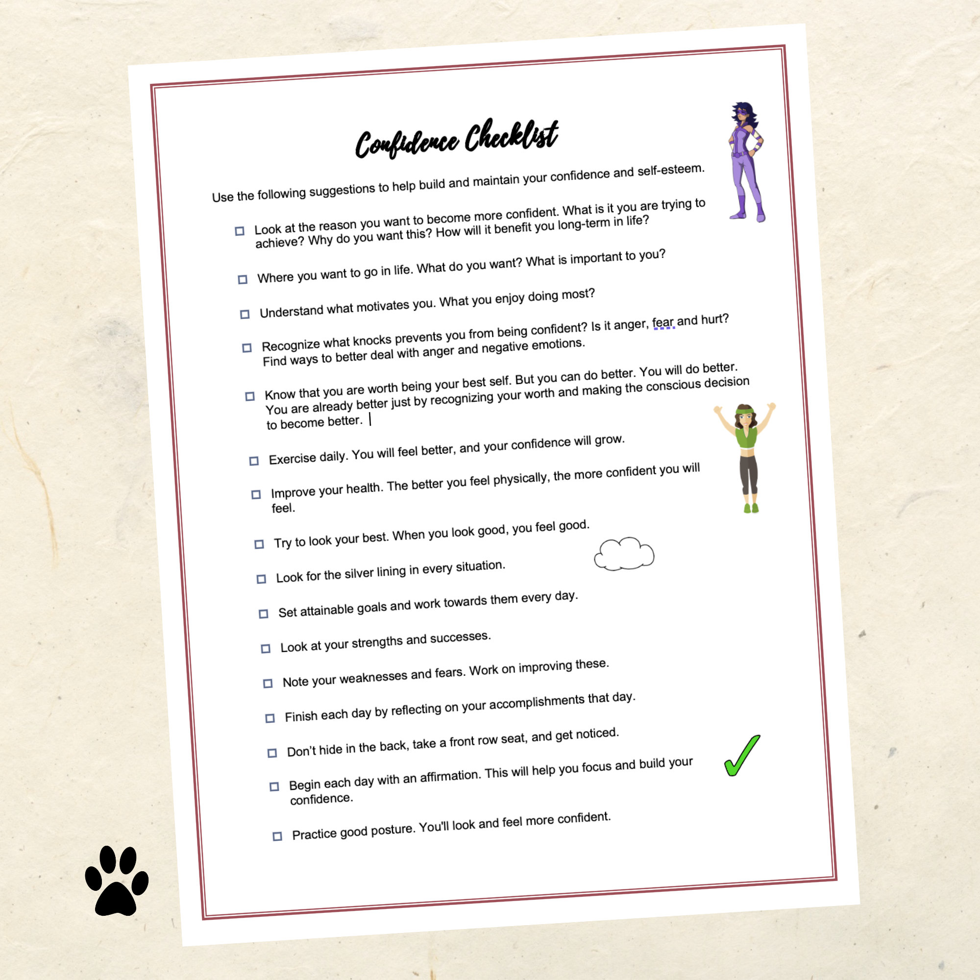 Confidence Checklist Tips Printable Digital Download - Etsy