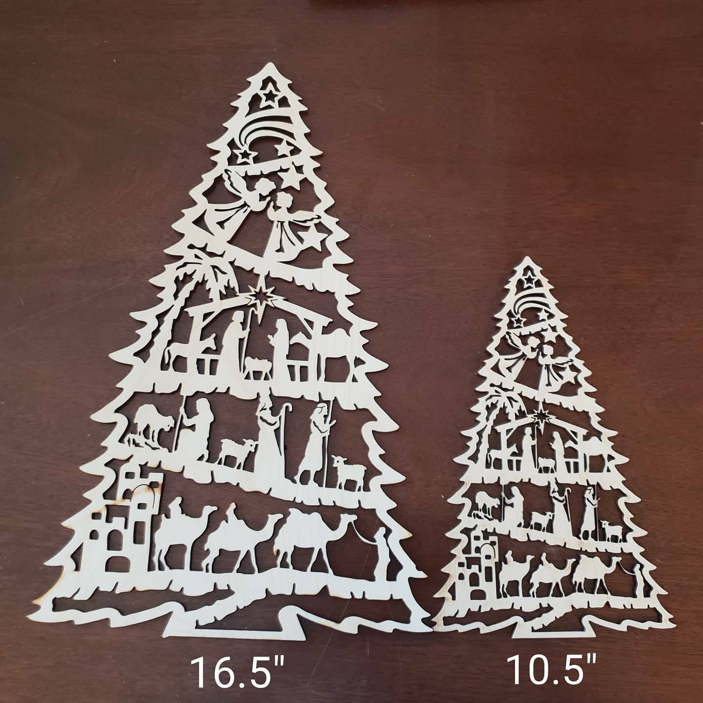 Beautiful Wooden Representation of the Nativity With This Nativity Tree ...