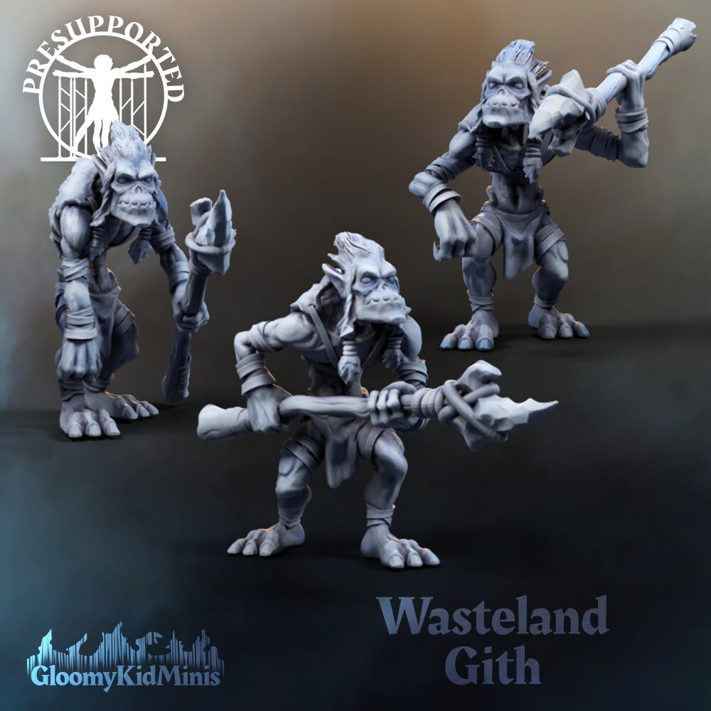 Role Playing Miniatures Wasteland Gith Set of 3 - Gloomy Kid Minis DnD ...