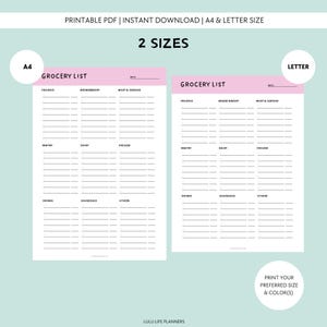 Grocery List Printable Template, Food Shopping List, Grocery Planner, 7 ...