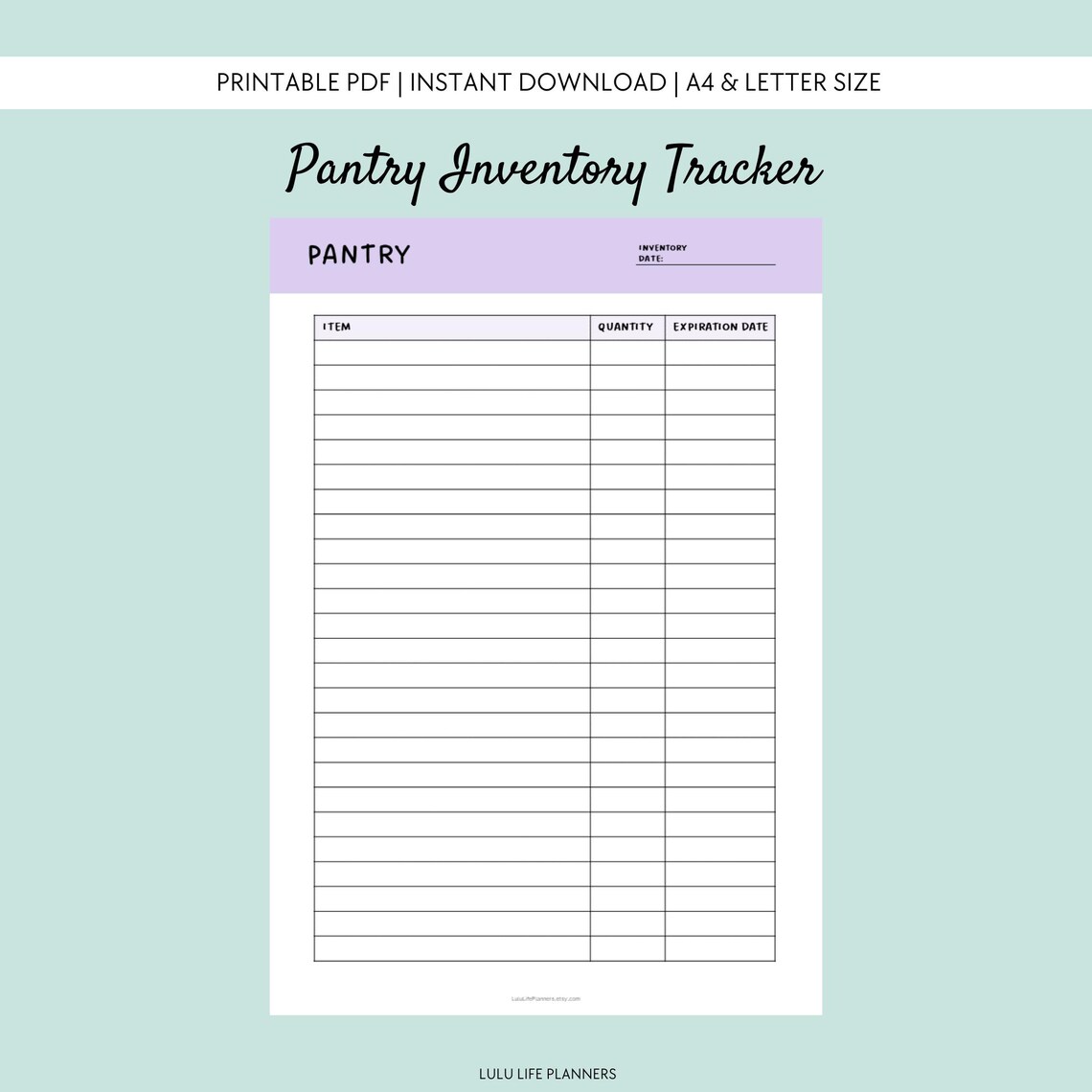 Kitchen Inventory List Printable, Freezer / Fridge /pantry / Spices, 7 ...