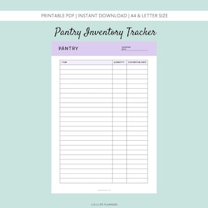 Printable Kitchen Inventory Template, Freezer, Fridge, Pantry, Spice ...