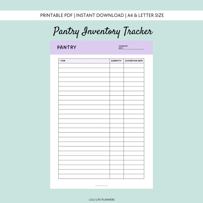 Kitchen Inventory List Printable, Freezer / Fridge /pantry / Spices, 7 ...